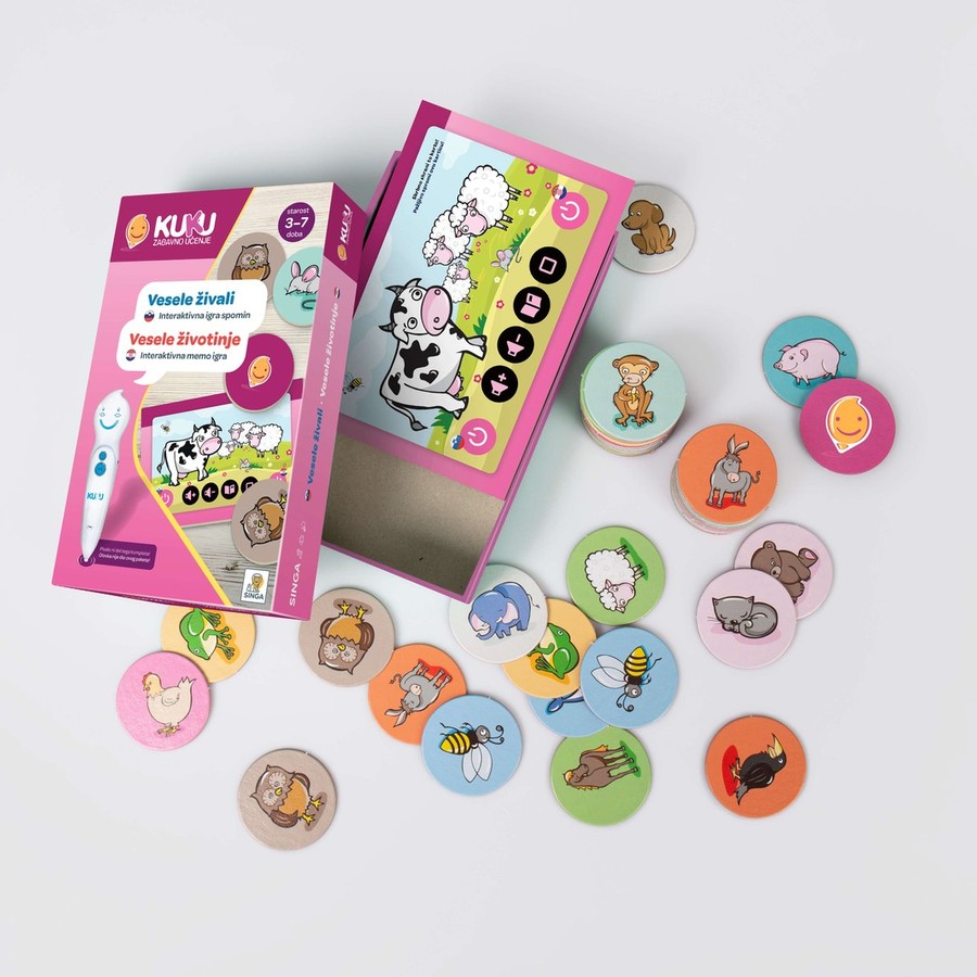 Interaktivna igra spomin - Vesele živali - KUKU Slovenia